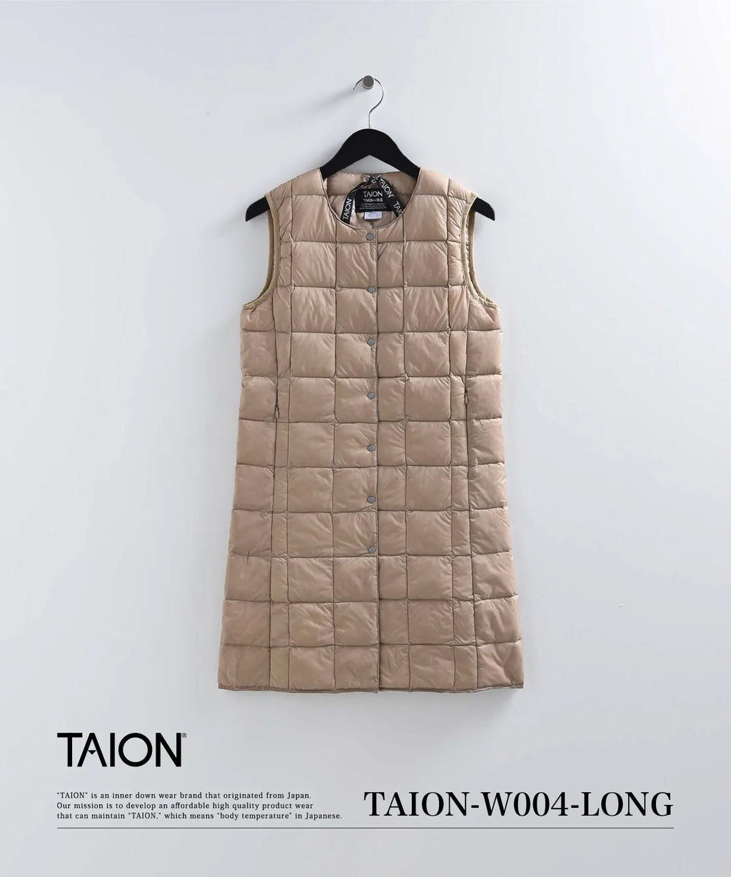 ベーシック クルーネックボタン ロングダウンベスト – TAIONインナーダウン公式ブランドサイト